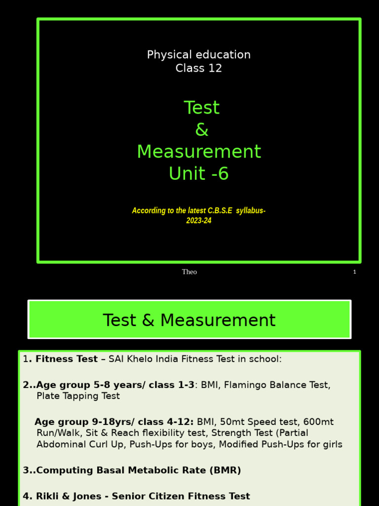 Class 12th Physical Education Test and Measurment Notes | PDF ...