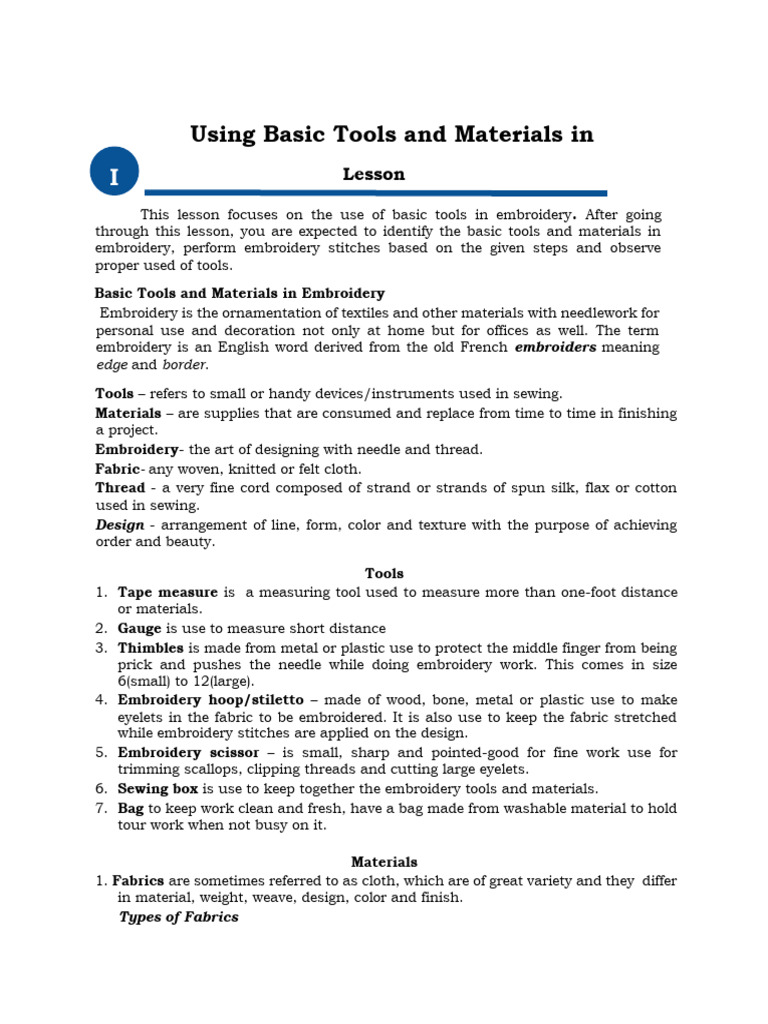 Using Basic Tools and Materials i1 | PDF