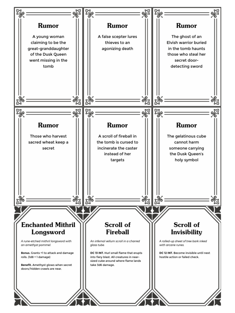 Tomb Dusk Queen Cards v1.1 | PDF