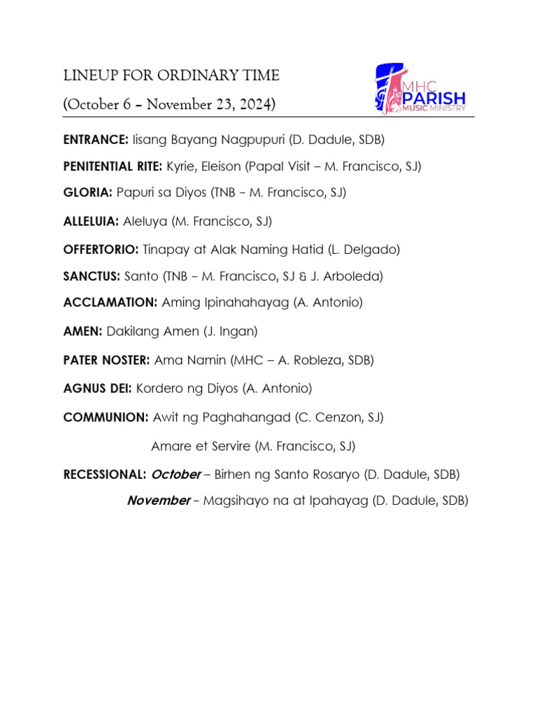 LINEUP OctNov 2024 | PDF