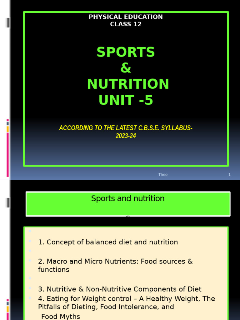 Class 12 Sports & Nutrition Guide | PDF | Nutrients | Nutrition