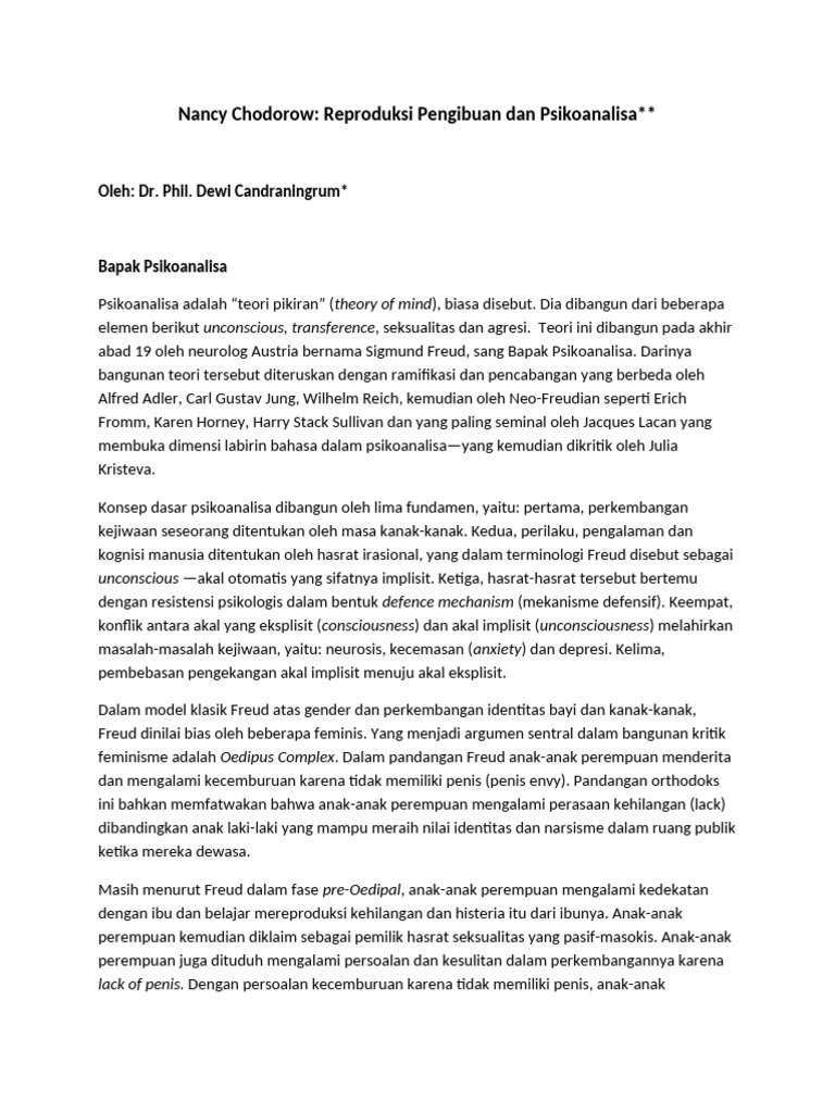 Nancy Chodorow Dewi Chandraningrum | PDF