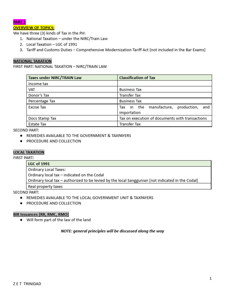 Income Tax Notes Zet | PDF