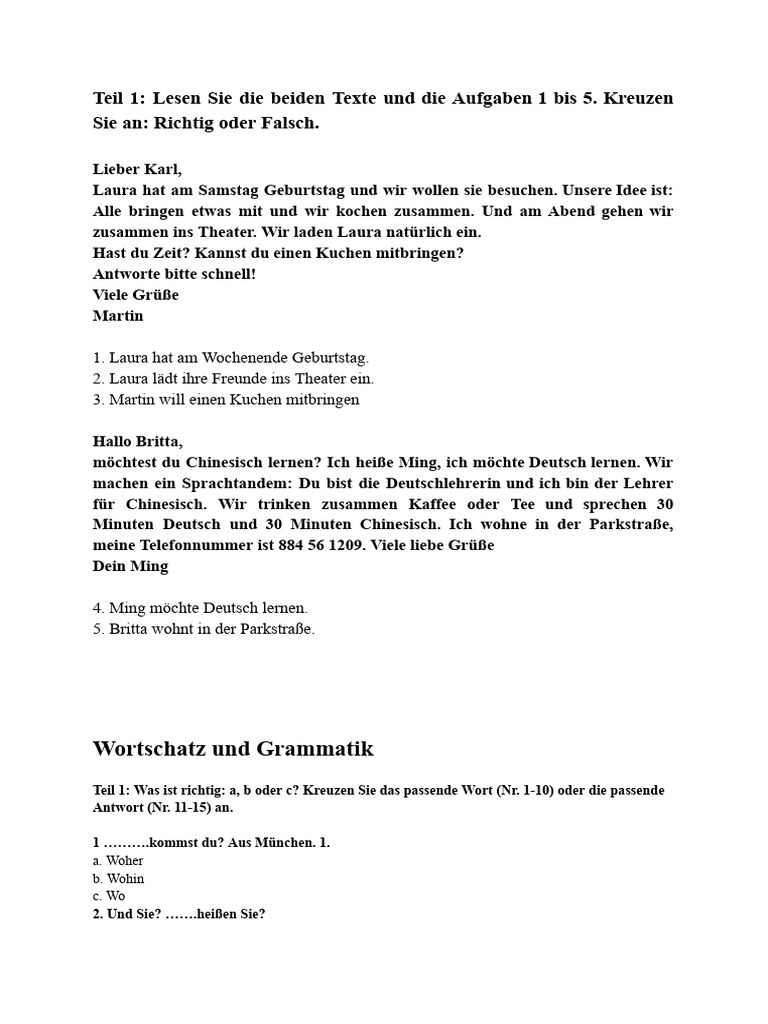 Lesen a1 | PDF