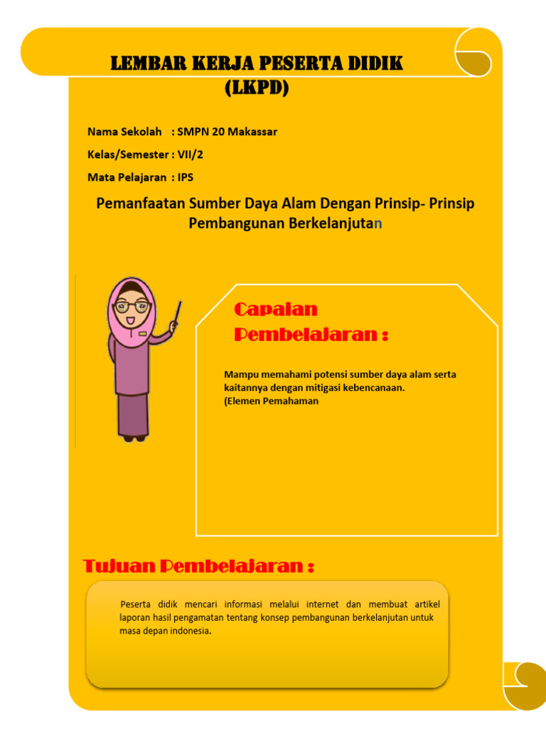 LKPD Pemanfaatan SDA Dengan Prinsip-Prinsip Pembangunan Berkelanjutan | PDF | Karier & Perkembangan