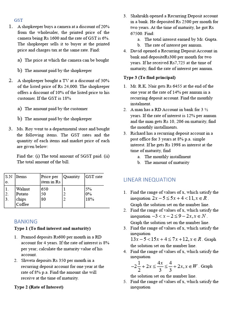 Spab Maths Revision Questions | PDF