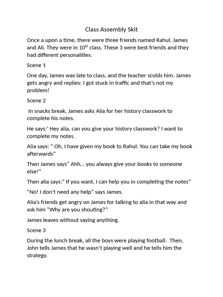 Class Assembly Skit | PDF