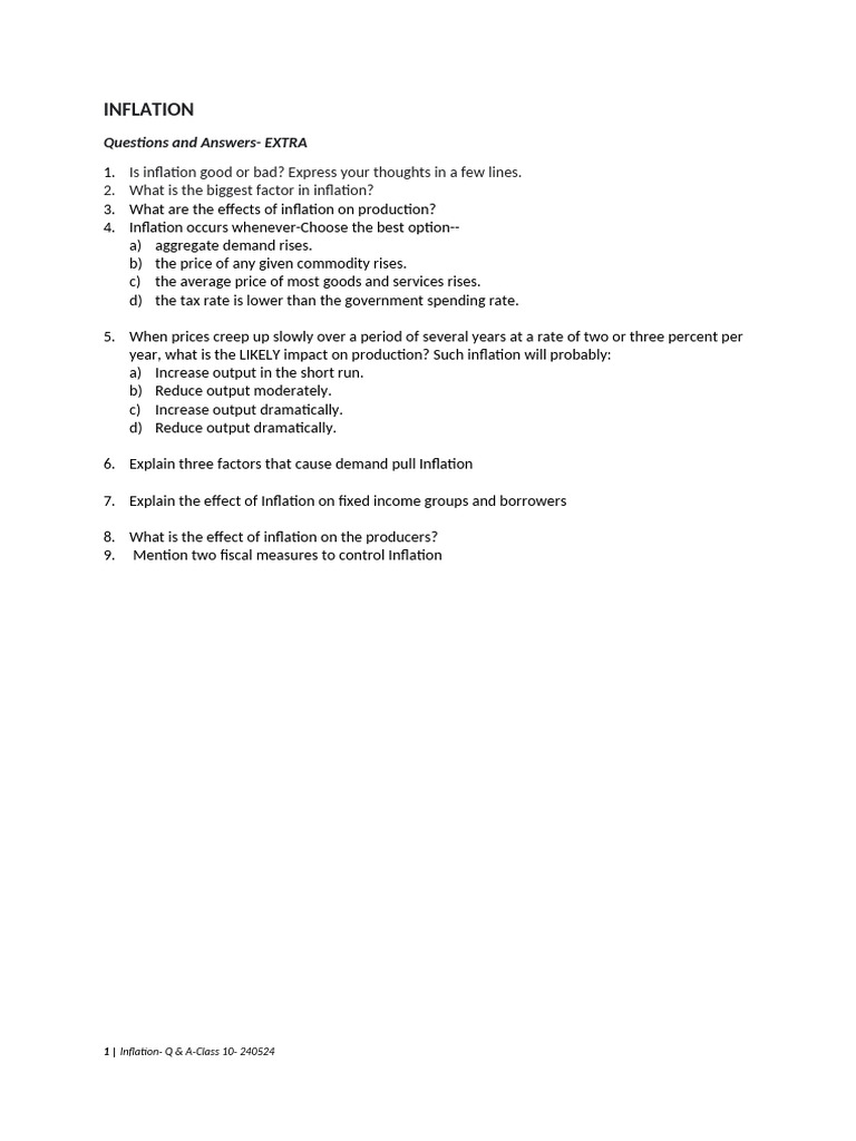 Inflation Q & A | PDF