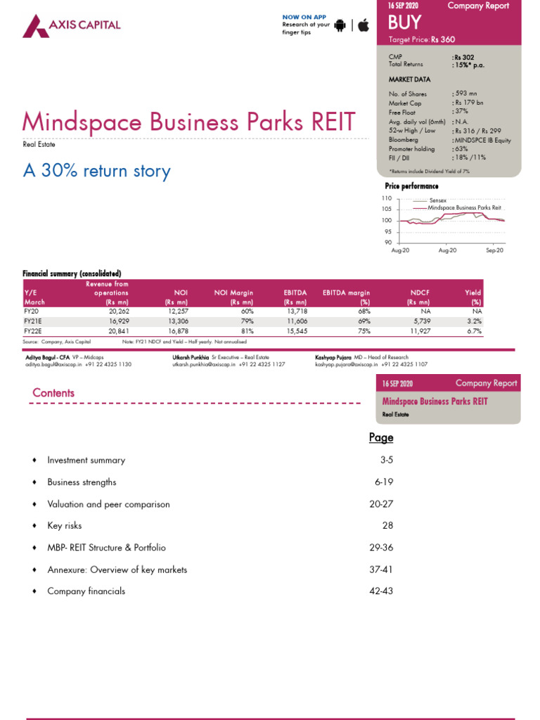 AxisCap - Mindspace Business Parks REIT - CR - 16 Sept 2020 | PDF ...