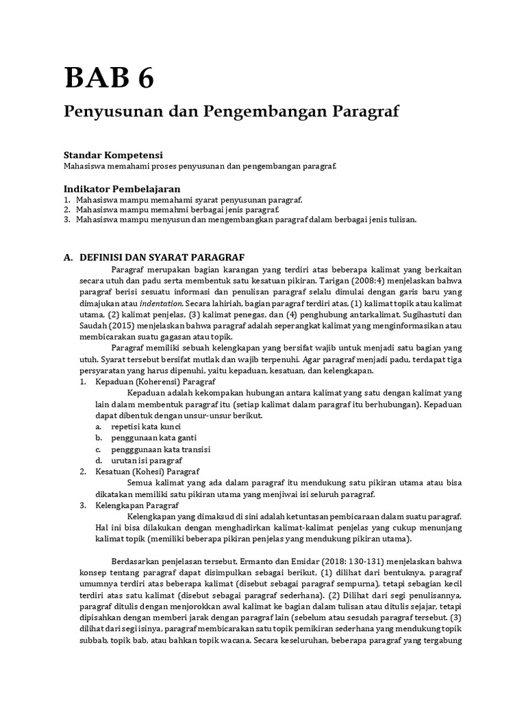 Bab 6. Penyusunan Dan Pengembangan Paragraf | PDF