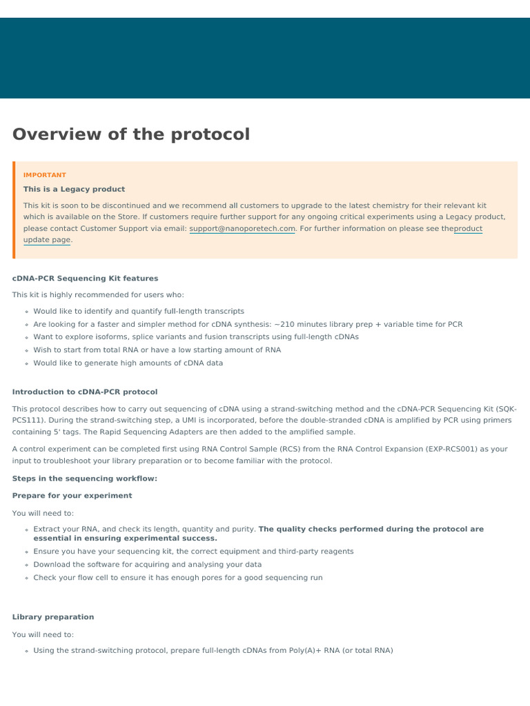 PCR Cdna Sequencing SQK pcs111 PCS - 9143 - v111 - Revq - 01dec2021 ...