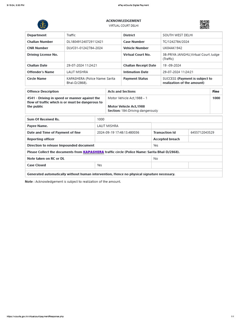 Chalan Payment | PDF