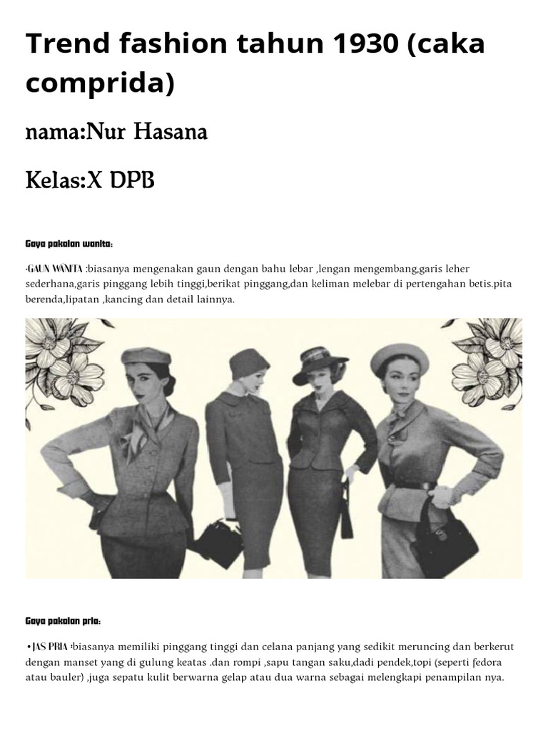 Trend Busana Tahun 1930 - 20240819 - 065006 - 0000 | PDF