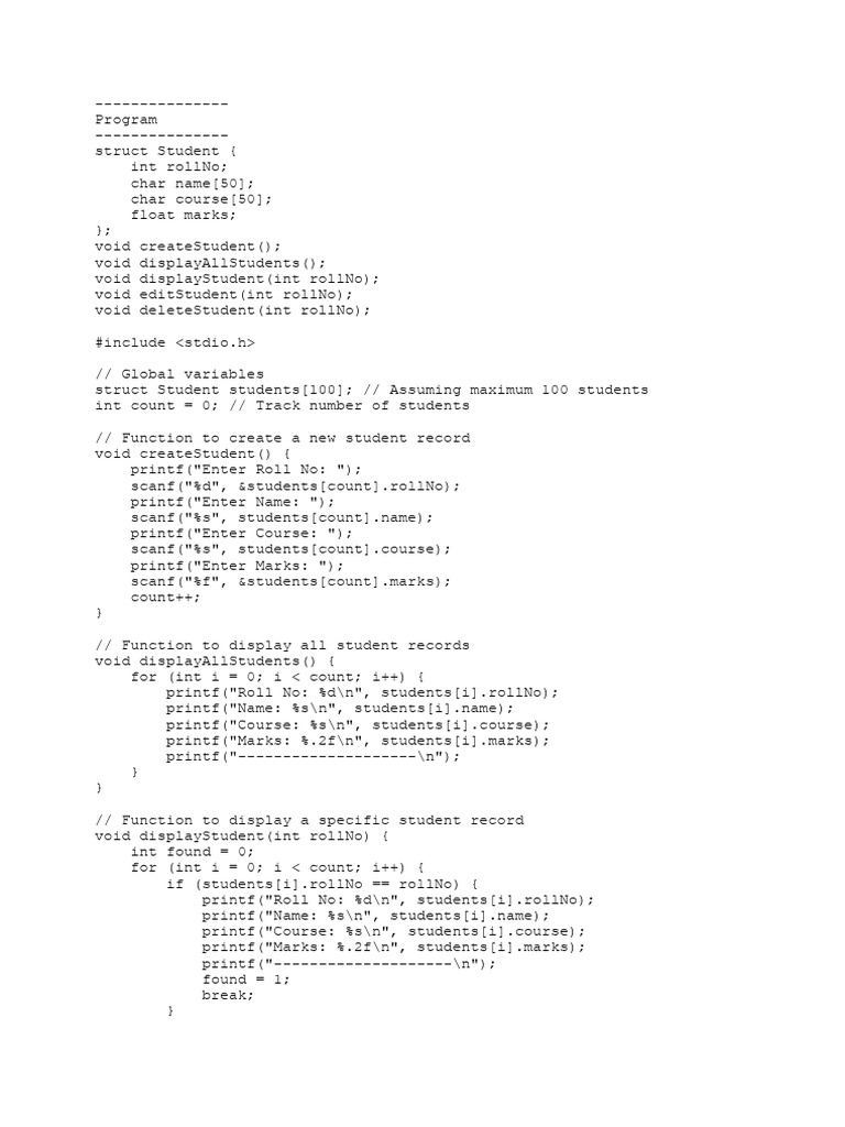Student Record Management System | PDF