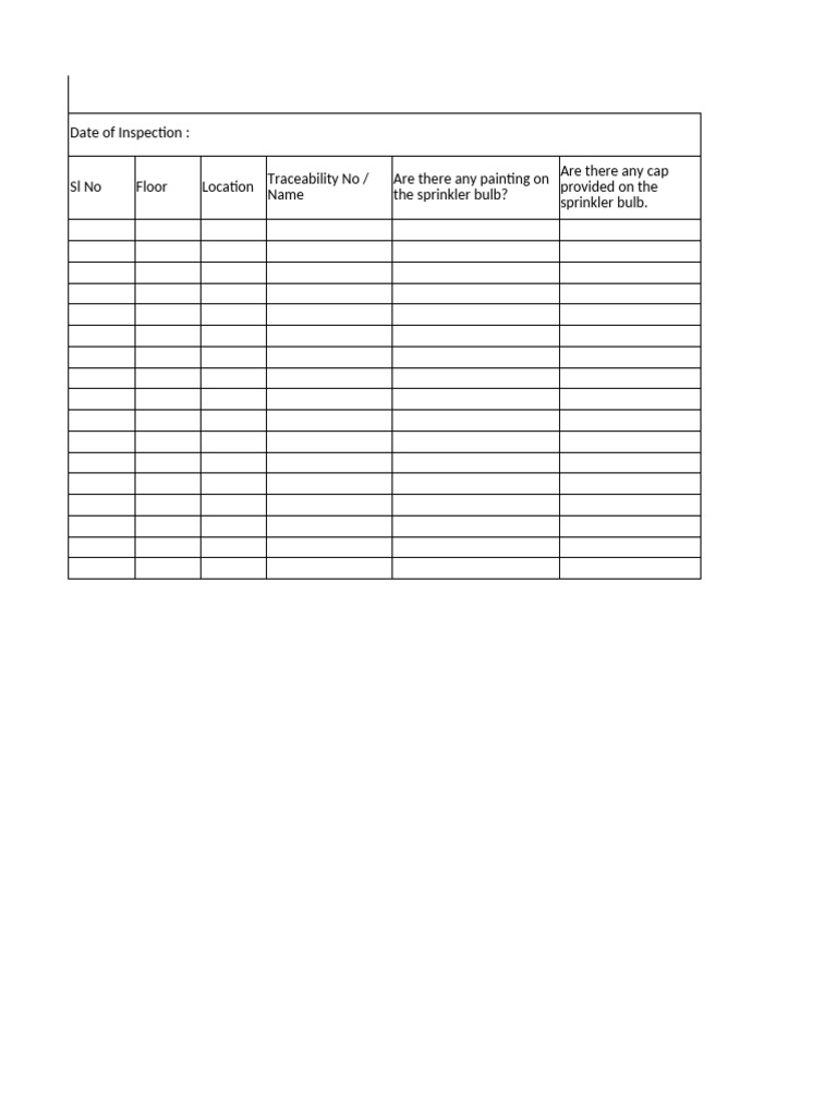 Sprinkler Bulb Inspection Checklist | PDF