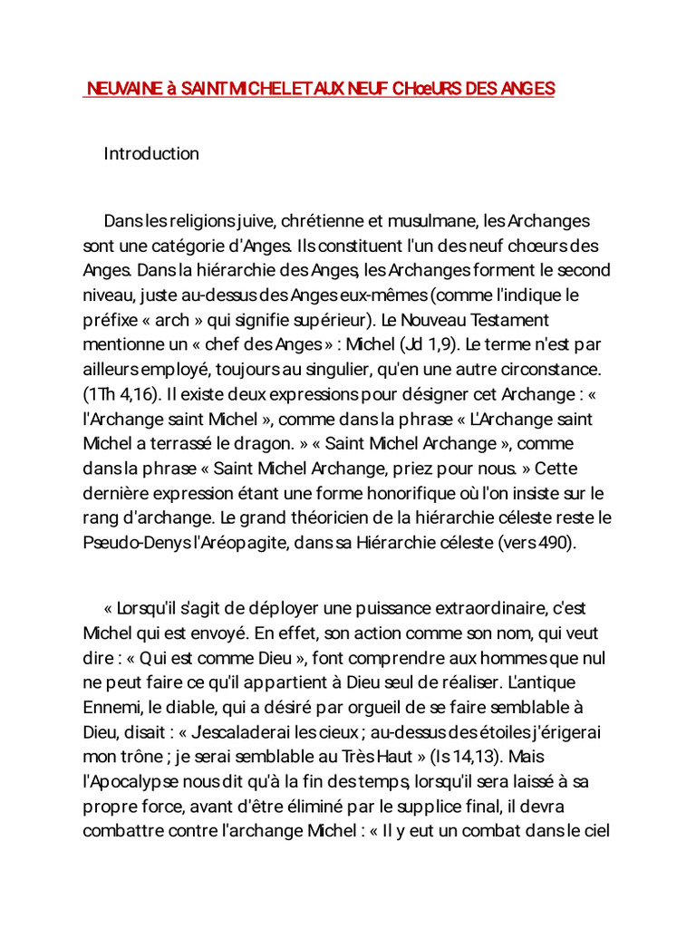 Neuvaine A Saint Michel Archange | PDF