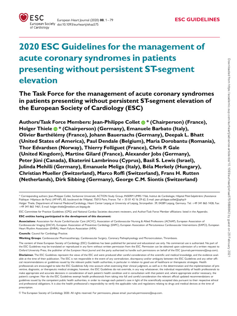 Esc 2020 - Nstemi | PDF