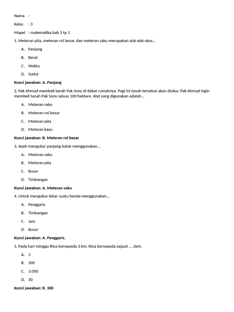 matk 3 bab 1 tp 1 | PDF