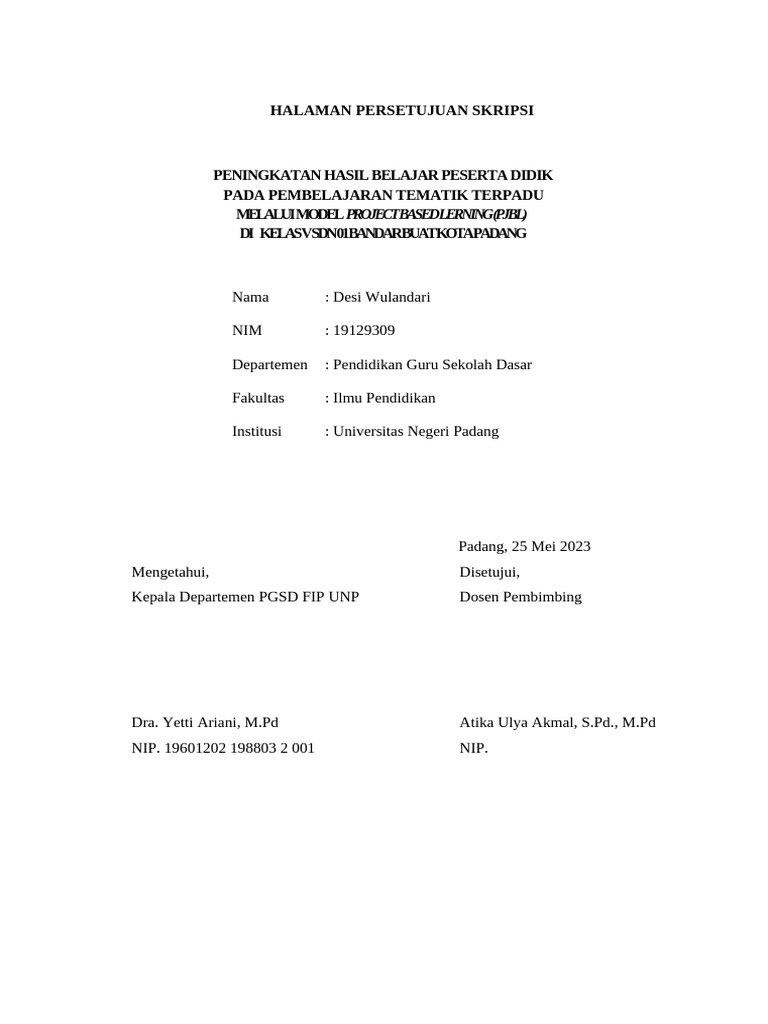 Halaman Persetujuan Skripsi Desi | PDF