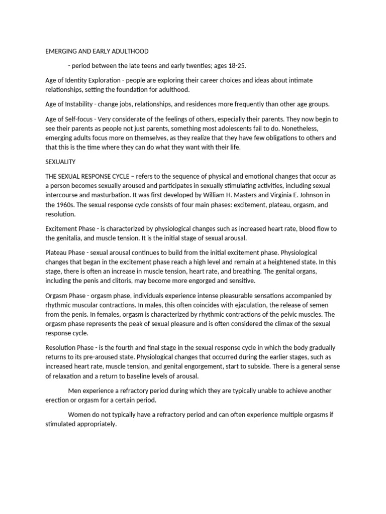 Emerging and Early Adulthood Semis Last Topic | PDF | Orgasm | Lifestyle