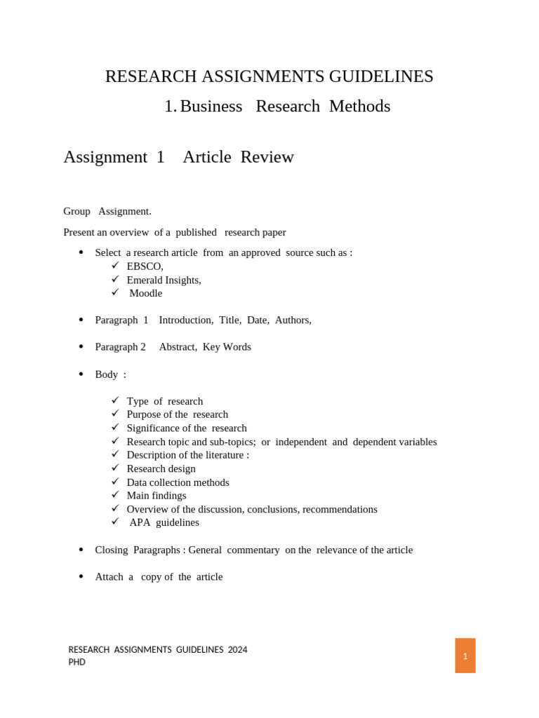 Research Assignments Guidelines | PDF
