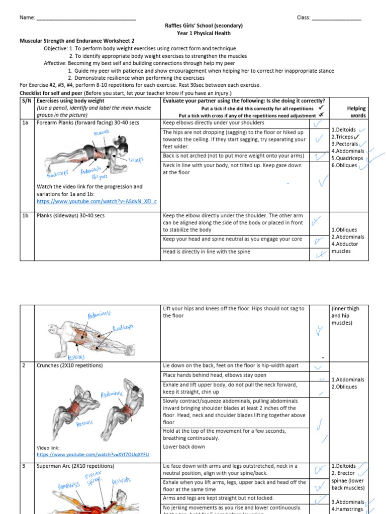 TEOH GRACE - Y1_Physical Health_Body Weight Exercises_Worksheet 2_Peer ...