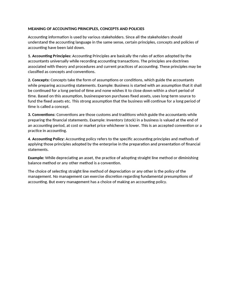 Meaning of Accounting Principles - 4 | PDF