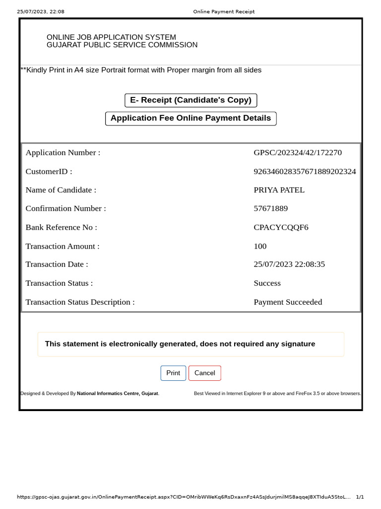 Online Payment Receipt-priya | PDF