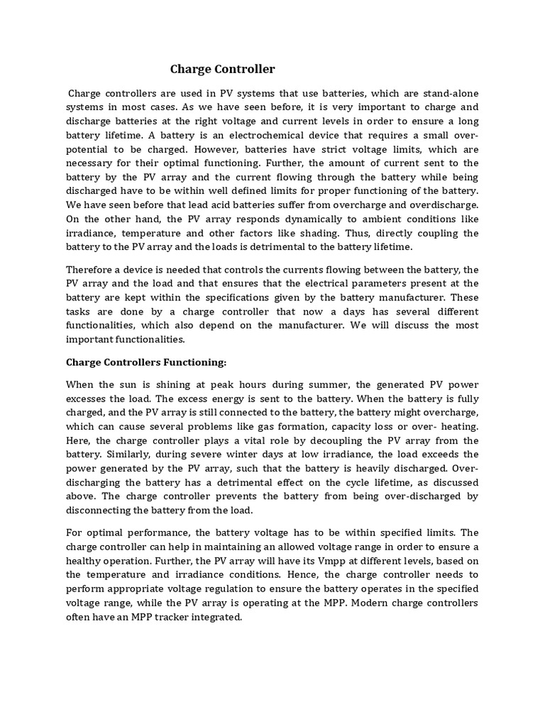 Battery Charge Controllers | PDF