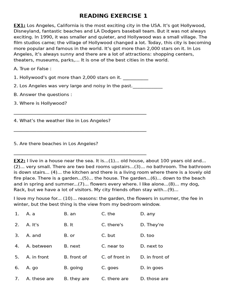 Reading Exercise 1 | PDF
