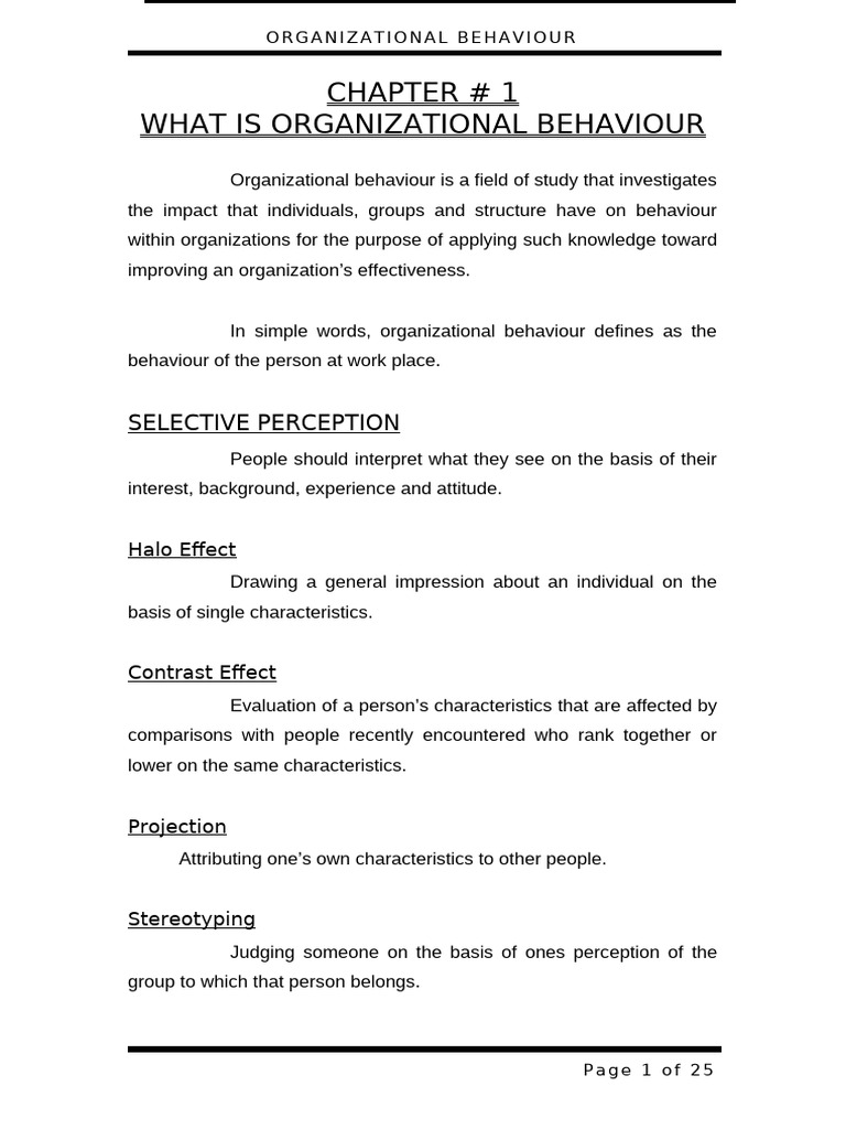 Organizational Behaviour Notes | PDF