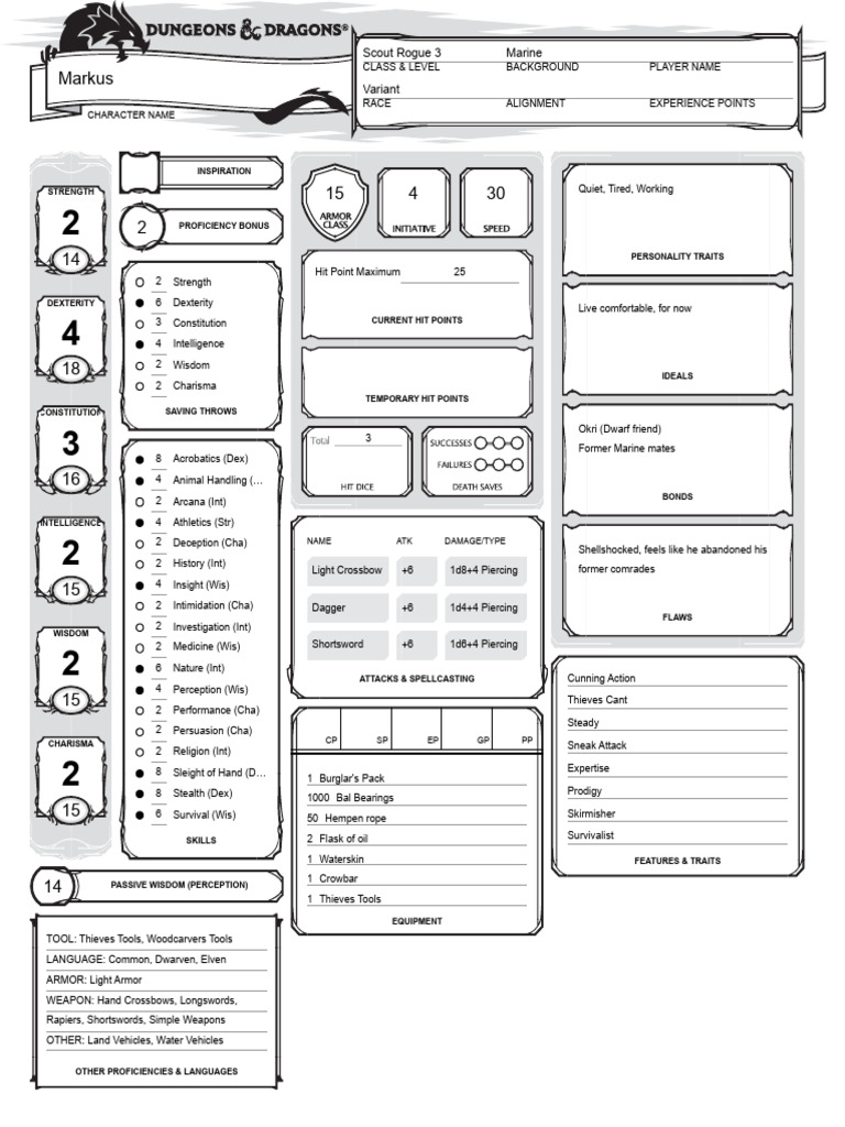 Markus - Roll20 Characters | PDF