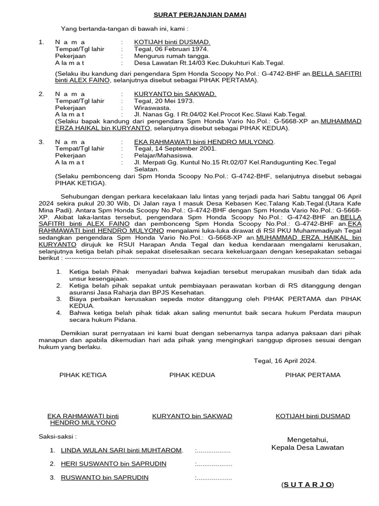 Surat Perjanjian Damai | PDF