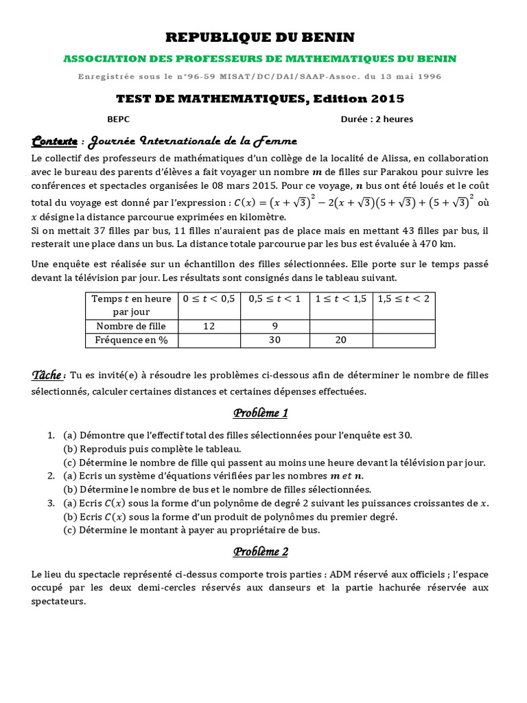 Test Apmb - Bepc 2015 | PDF