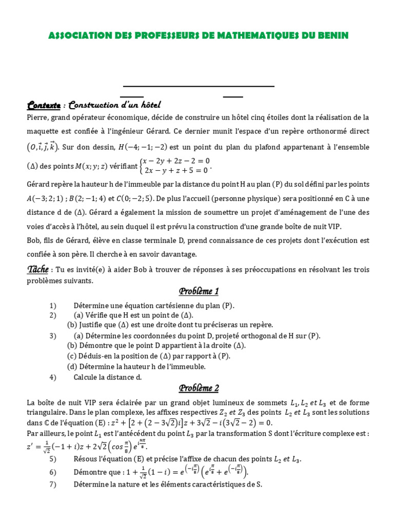 Test APMB - Bac D - 2015 | PDF