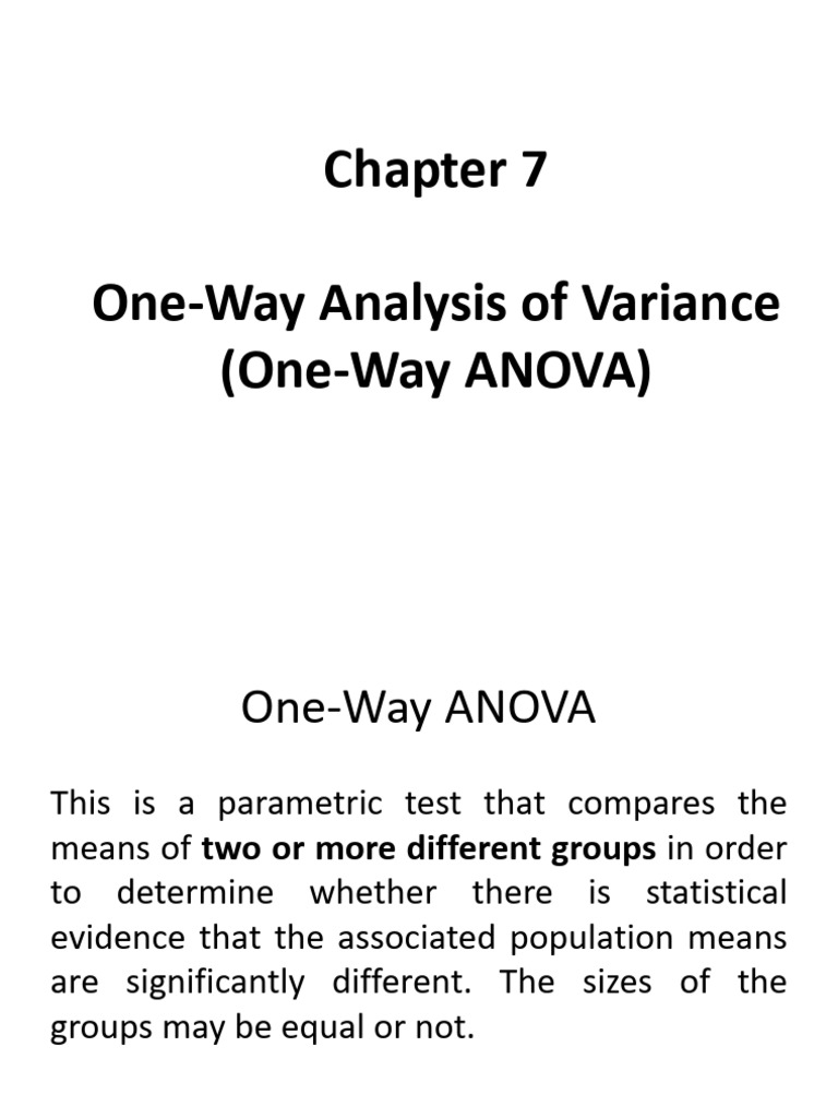 Chapter-7-One-Way-Analysis-of-Variance-ANOVA | PDF