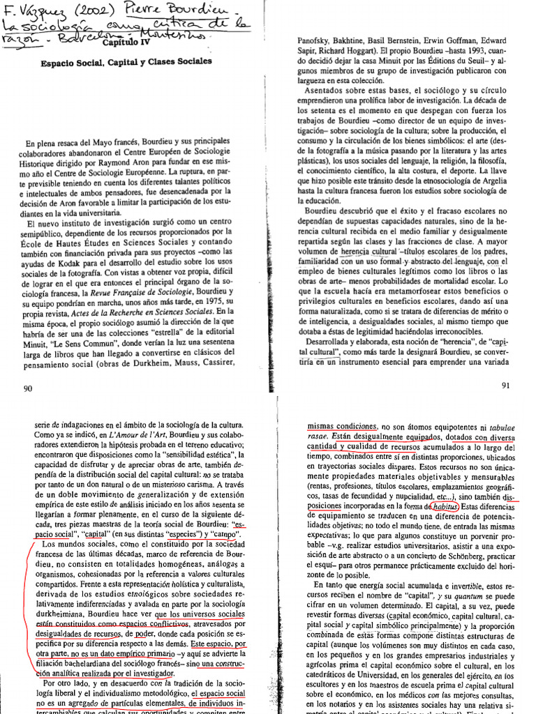 3. Vazquez (2002) Pierre Bourdieu_ Espacio Social, Capital y Clase Social (1) | PDF