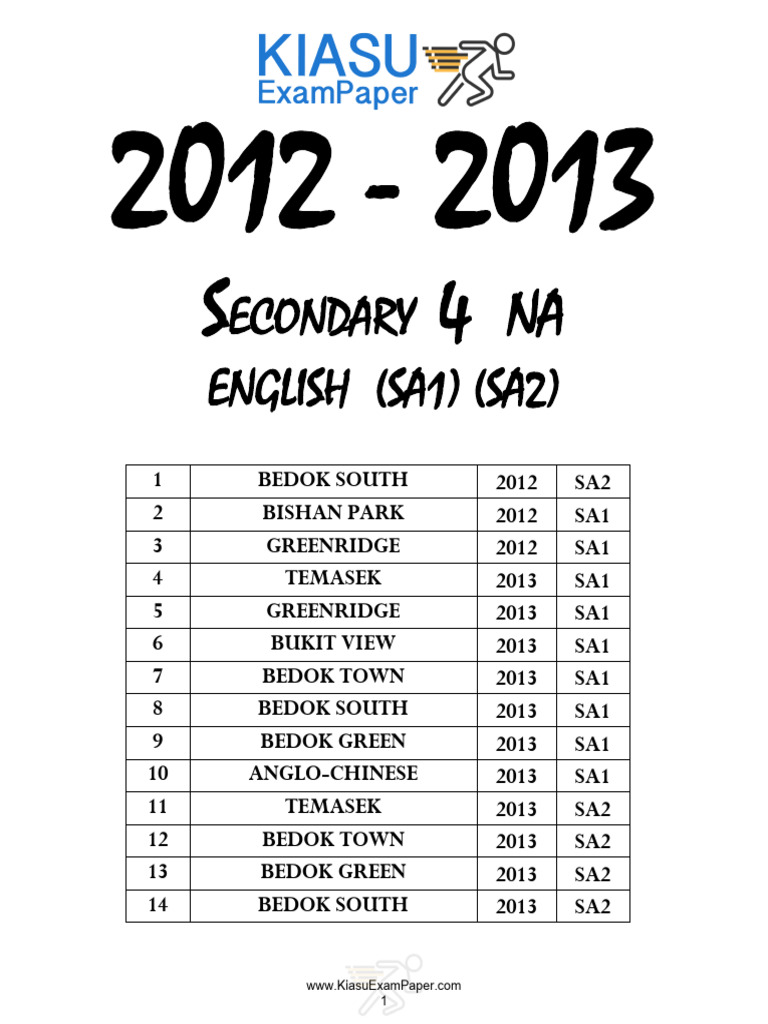 Econdary English (Sa1) (Sa2) | PDF