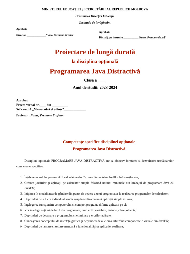 PLD Programare Java Distractiva1 | PDF