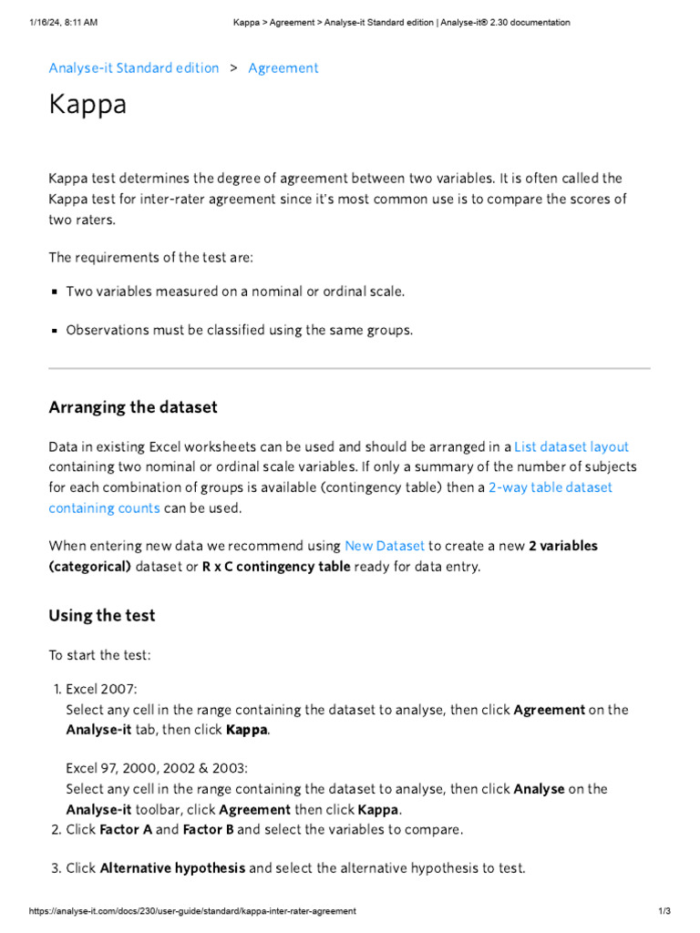Kappa - Agreement - Analyse-It Standard Edition - Analyse-It® 2.30 ...