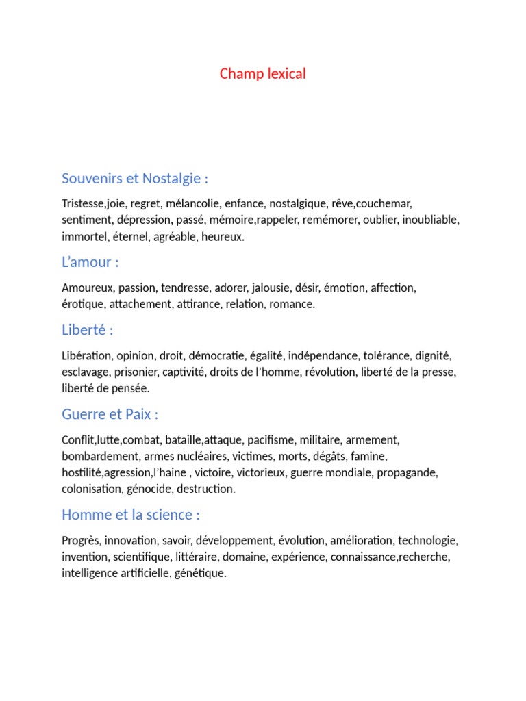 Champ lexical | PDF