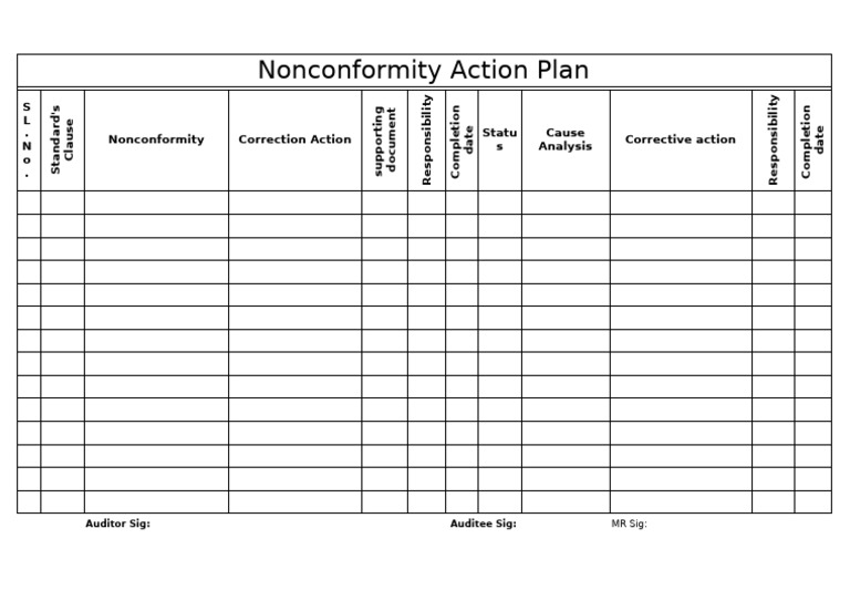 Nonconformity Action Plan | PDF