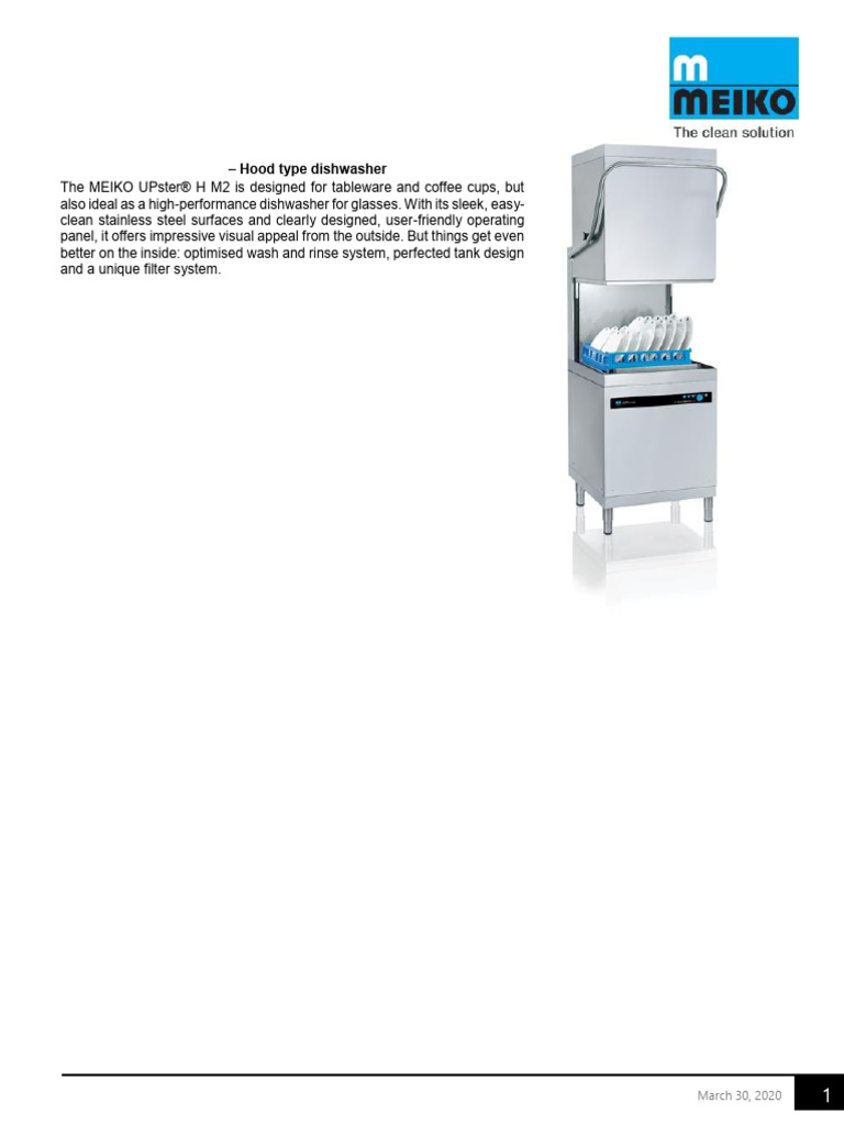 2 UPster H 500 M2 Standard 60Hz | PDF | Dishwasher | Pump