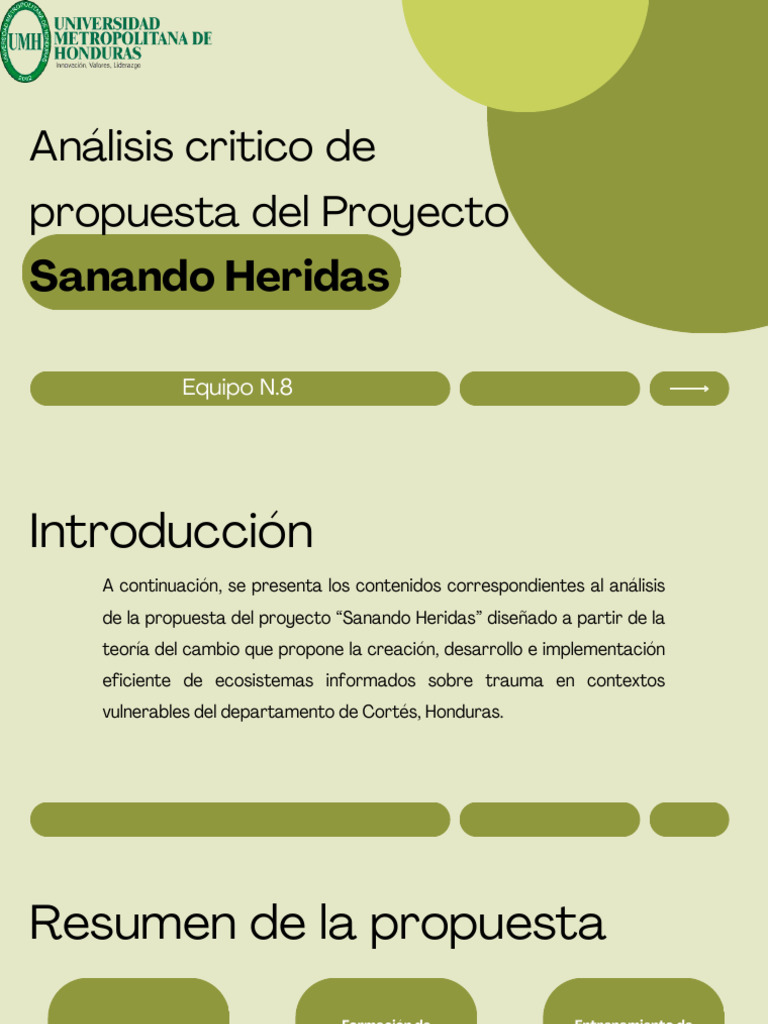 Análisis Critico de Propuesta Del Proyecto Sanando Heridas | PDF