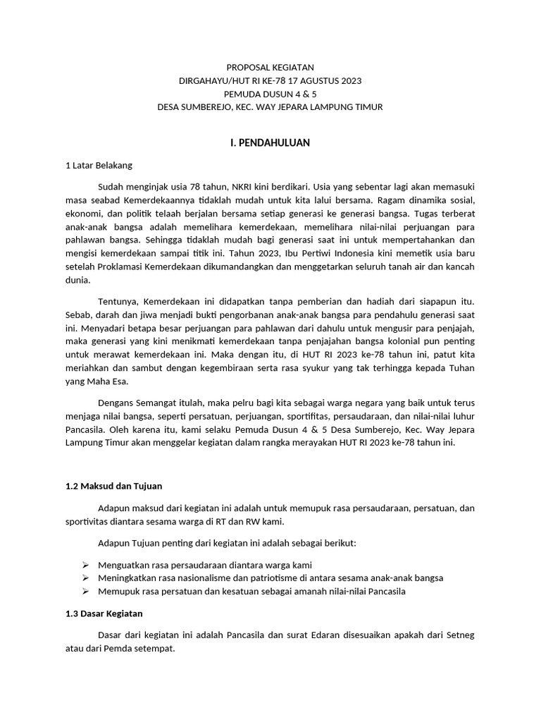 Teks Proposal 17 Agustus 2023 Versi Word | PDF