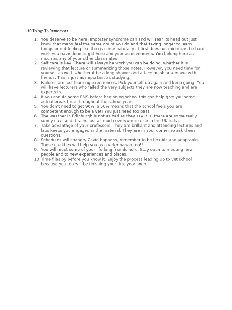 10 Things To Remember | PDF