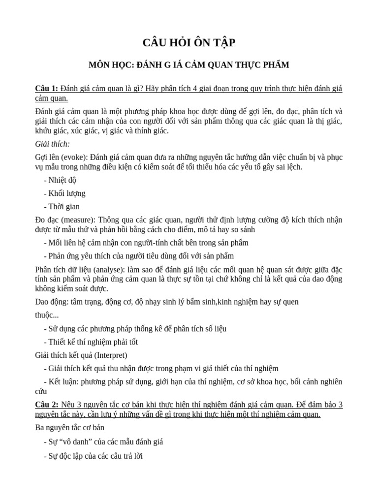 Cau Hoi On Tap Danh Gia Cam Quan Nh2022 Đáp An1 | PDF