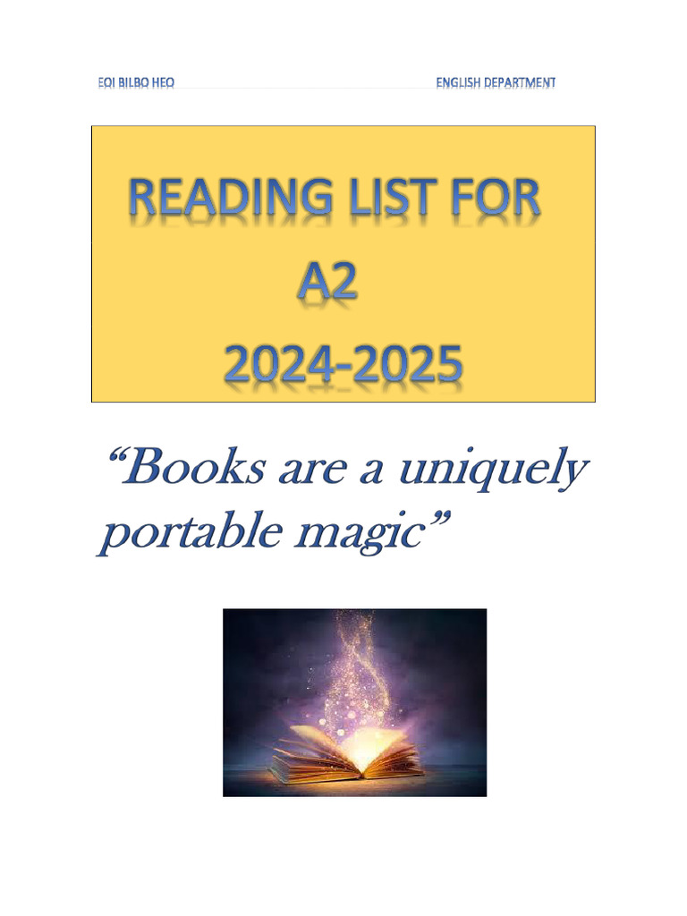 Reading List For A2 2024-2025 | PDF