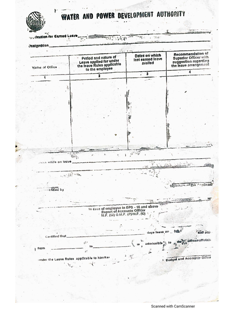 earned leave form | PDF