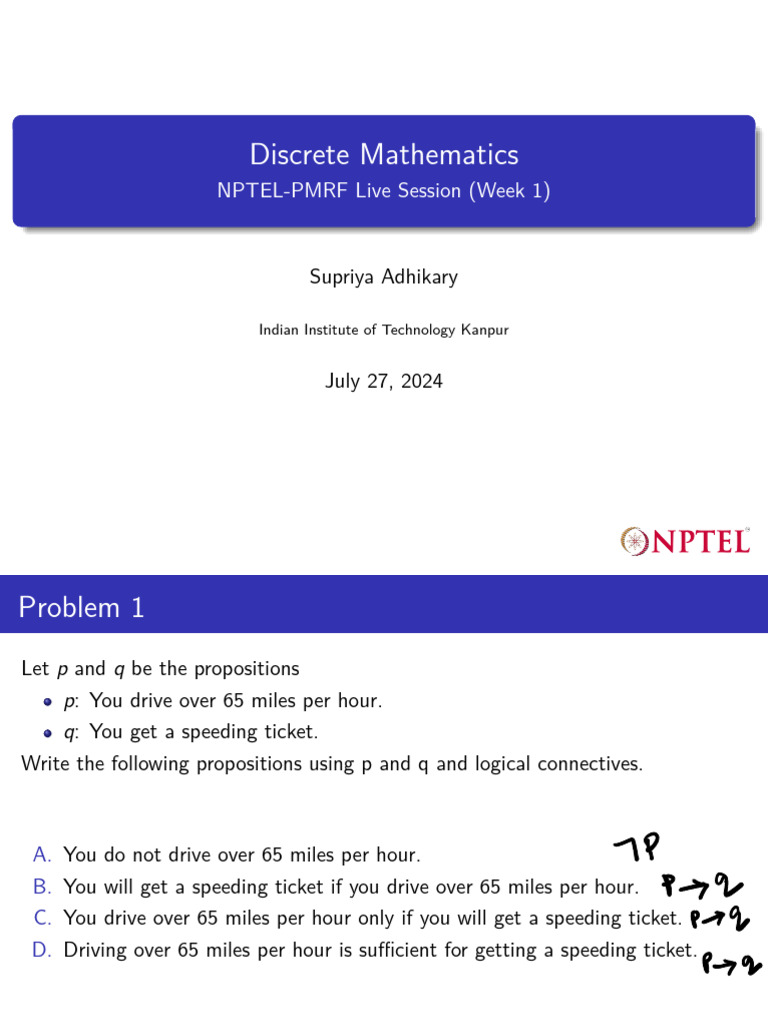 NPTEL_PMRF_week-1_Discrete_Mathematics | PDF
